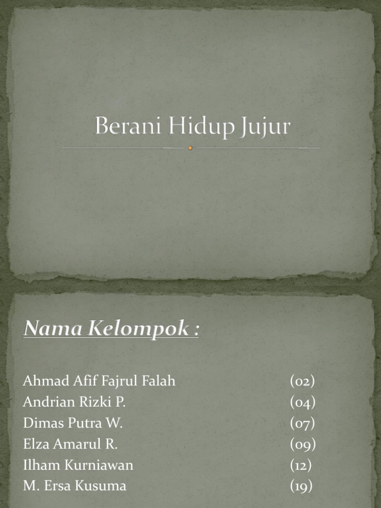 Berani Hidup Jujur Presentasi | PDF
