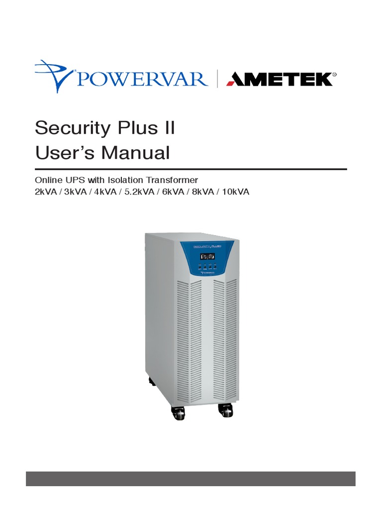 Security Plus II User's Manual PDF | PDF | Power Supply | Mains Electricity