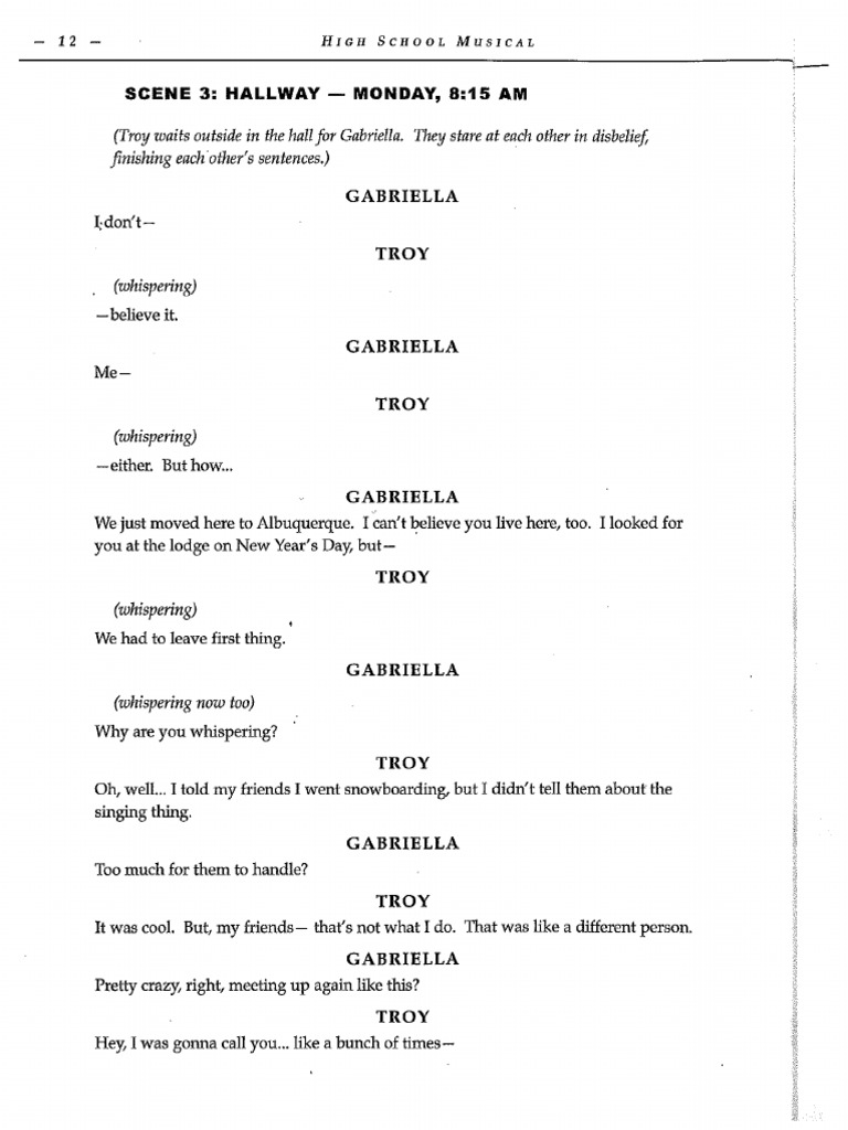 High school musical script