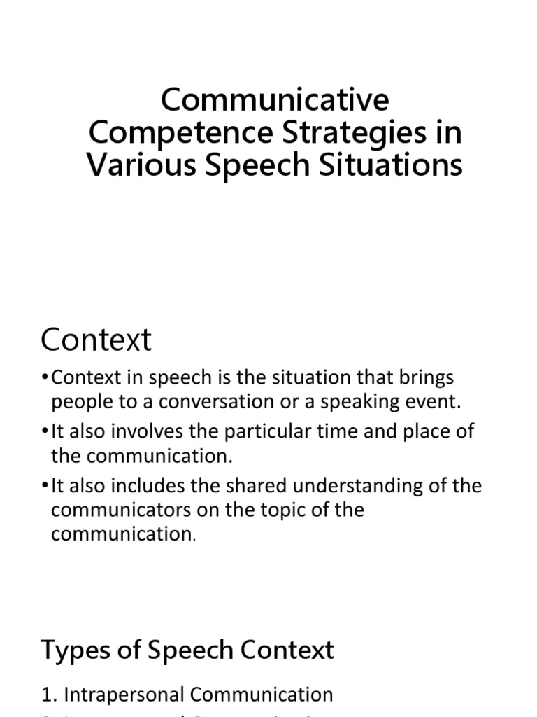 Communicative Competence Strategies in Various Speech Situations | PDF ...