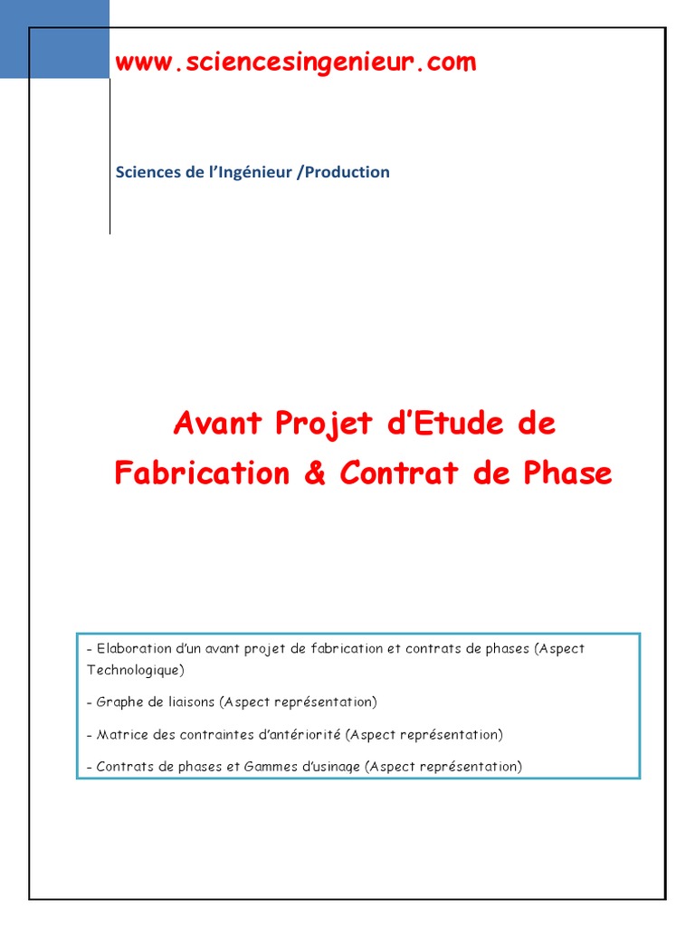 APEF & Contrat de Phase PDF | PDF | Usinage | Outils