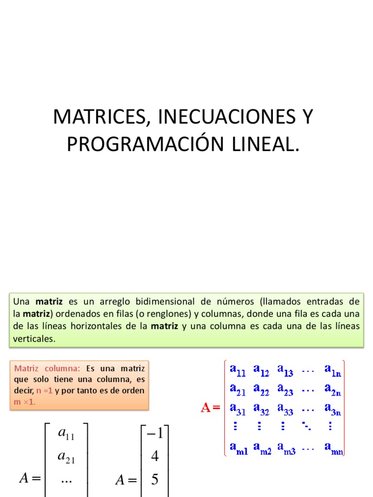 Matrices y Programación Lineal | PDF | Matriz (Matemáticas) | Álgebra ...