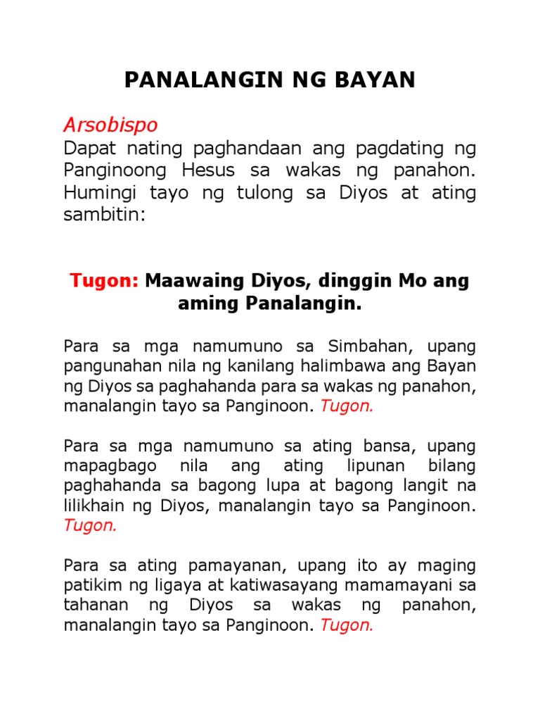 Panalangin NG Bayan | PDF