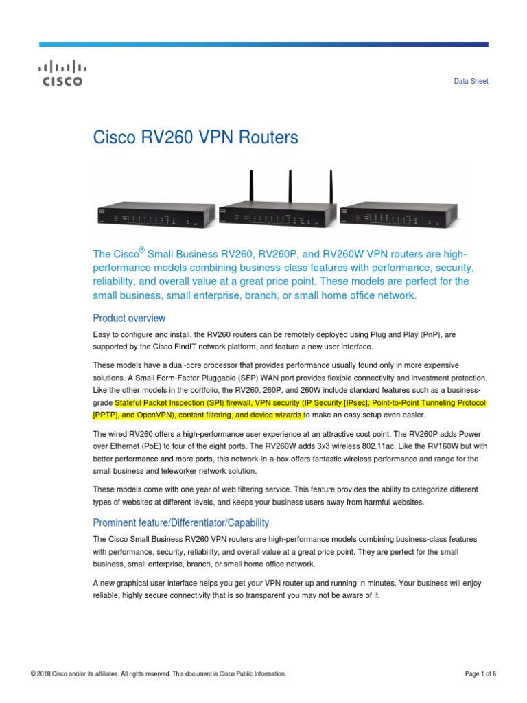 Cisco RV260 | PDF | Virtual Private Network | Computer Network