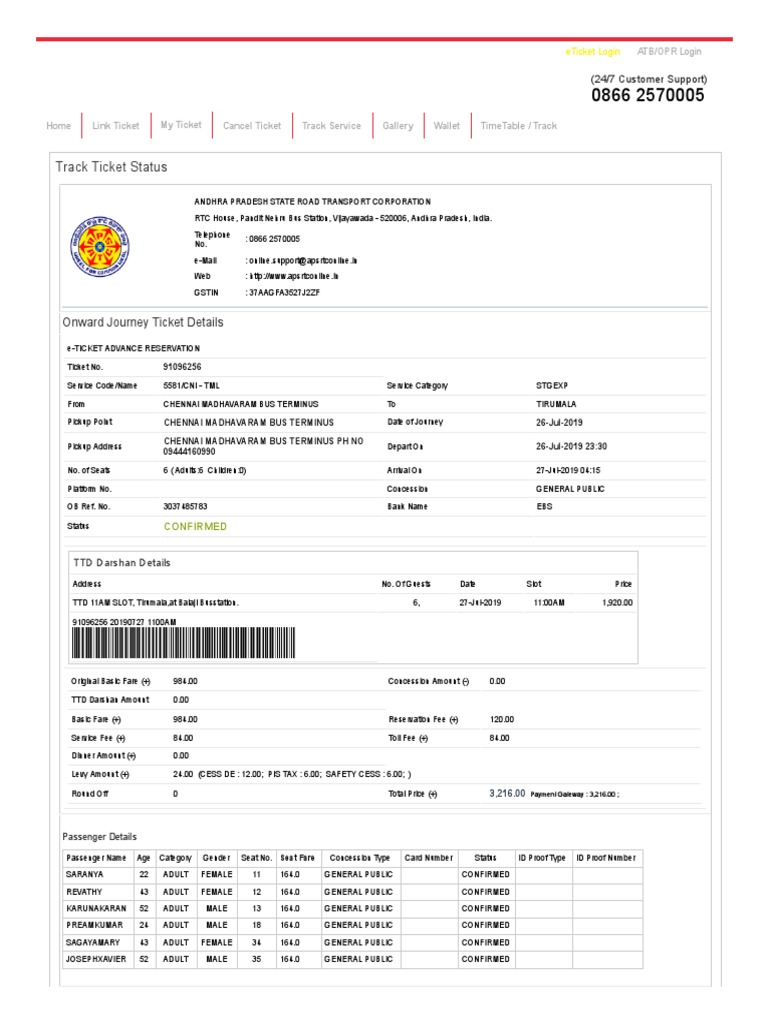 Apsrtc | Download Free PDF | Identity Document | Ticket (Admission)