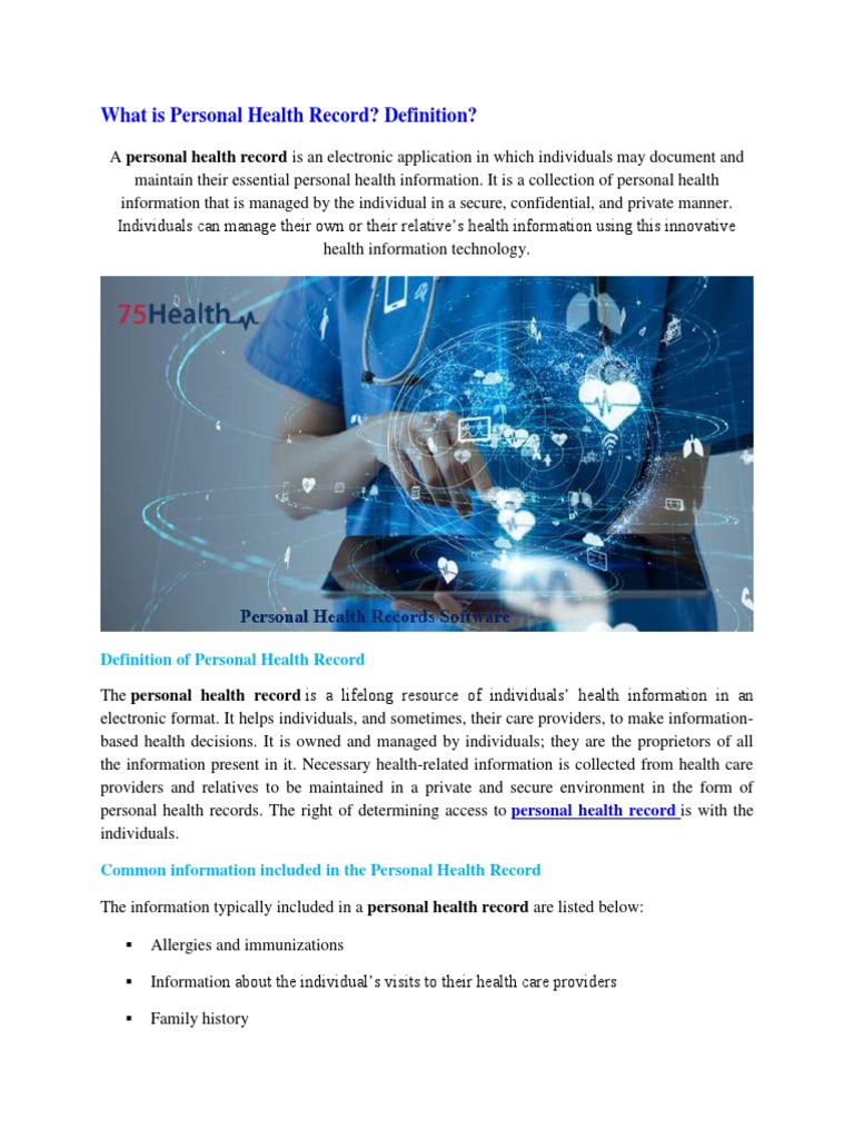 Personal Health Records Software | PDF | Self-Improvement