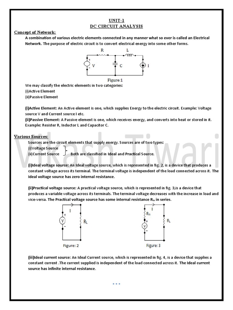 Unit 1 Dc Circuit Analysis Concept Of Network Pdf Electrical