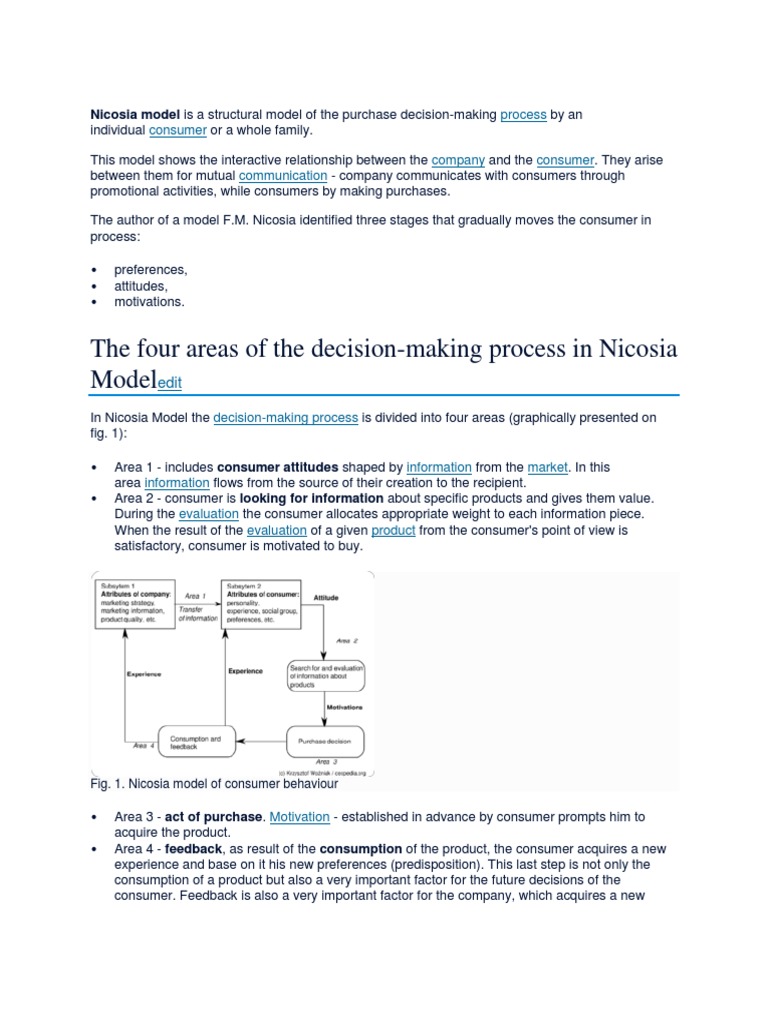 Nicosia Model | PDF | Consumer Behaviour | Decision Making