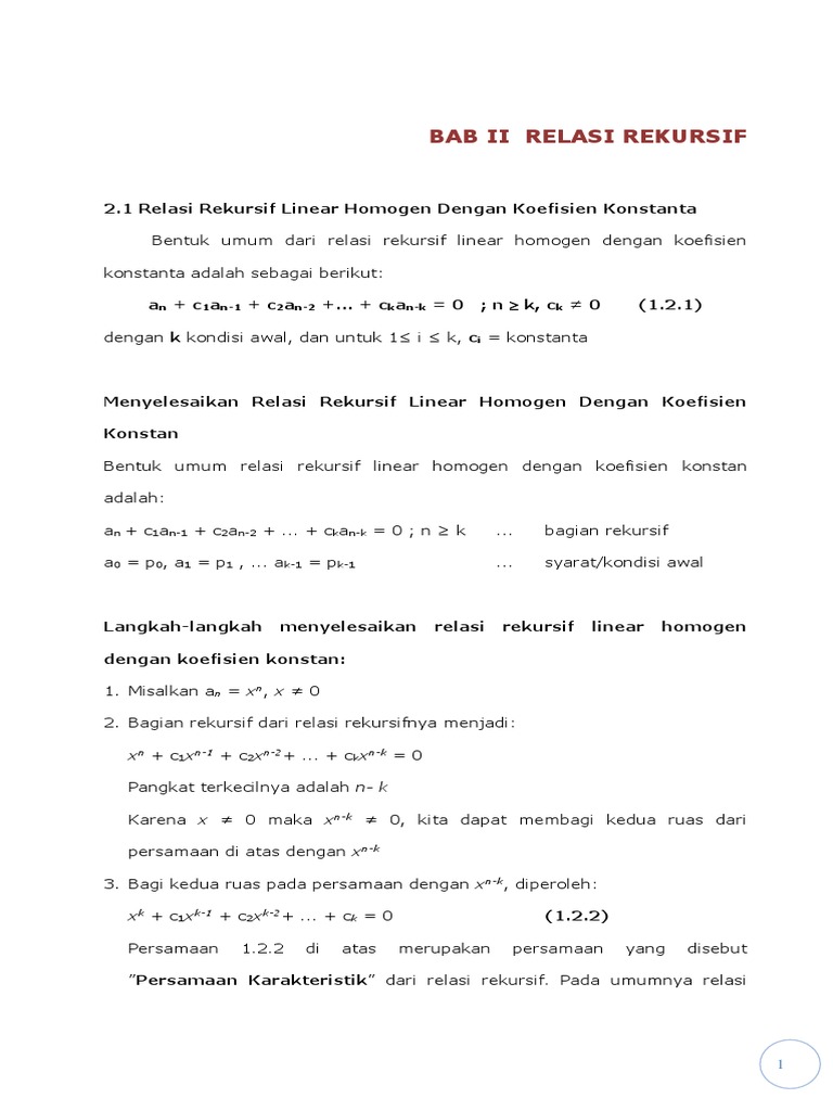Relasi Rekursif | PDF | Metode & Bahan Ajar