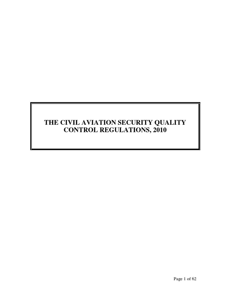 Civil Aviation Security Quality Control Regulations PDF | PDF | Airport ...