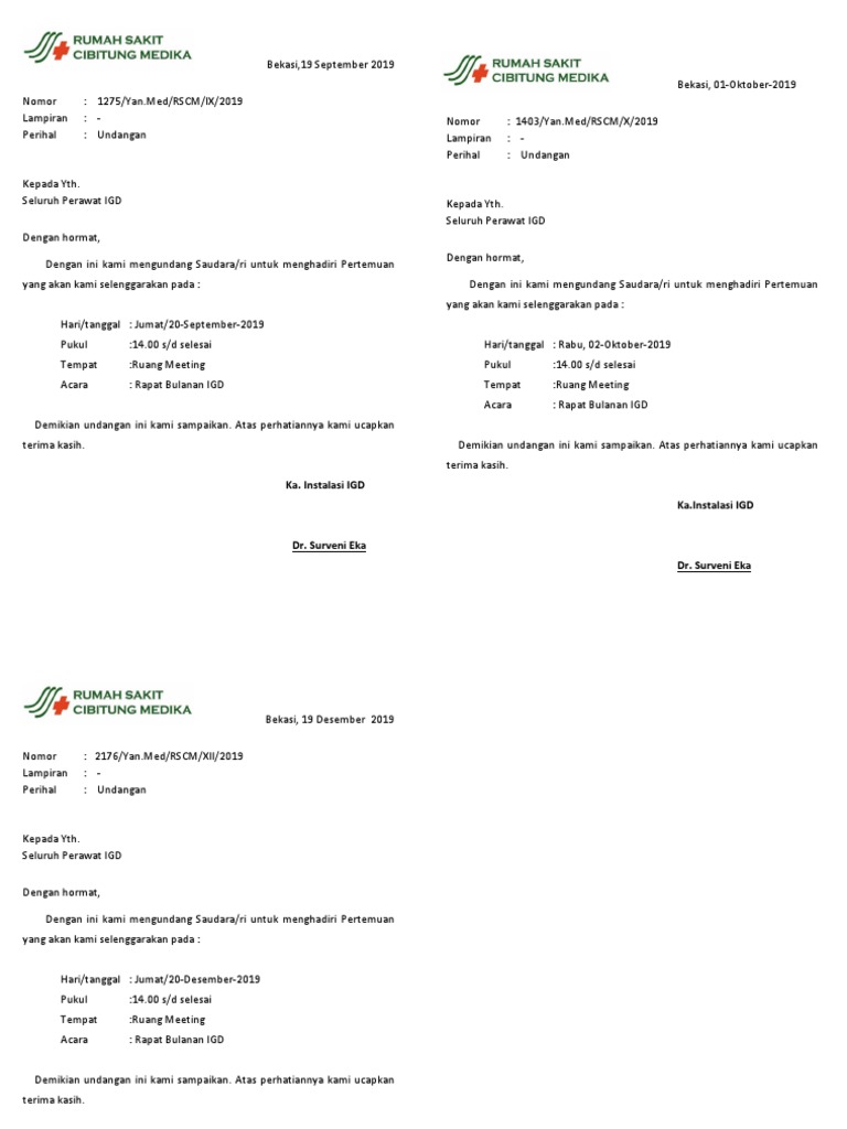 Format Undangan Rapat | PDF