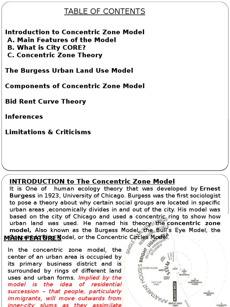 Introduction to Burgess' Concentric Zone Model | PDF | Suburb | Economies