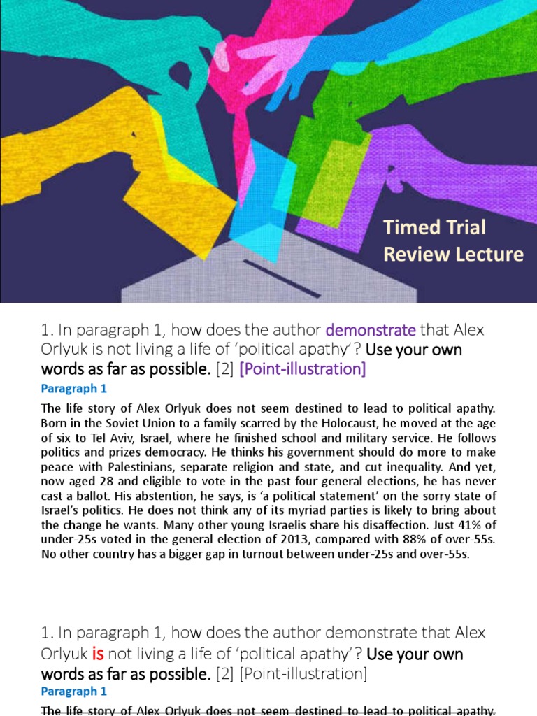 Timed Trial Review Lecture | PDF | Voter Turnout | Elections