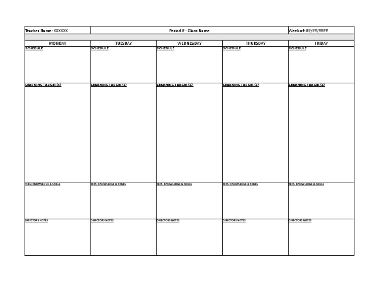 Texas Band Lesson Plan Template | PDF