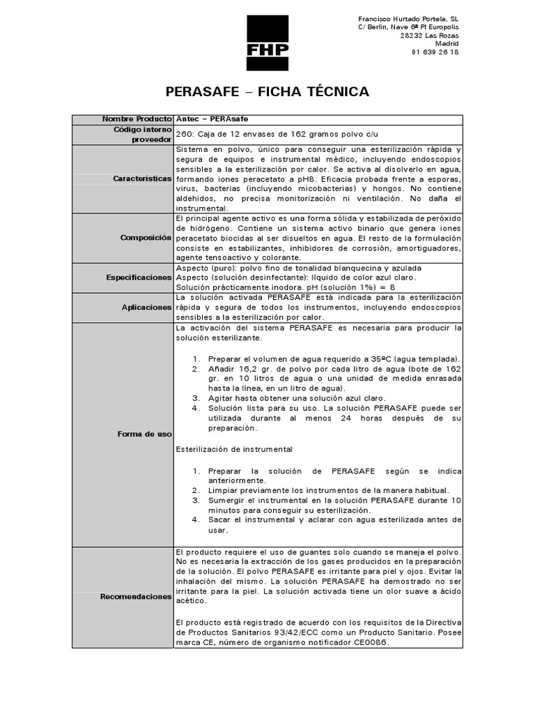 PERASAFE | PDF | Esterilización (Microbiología) | Agua