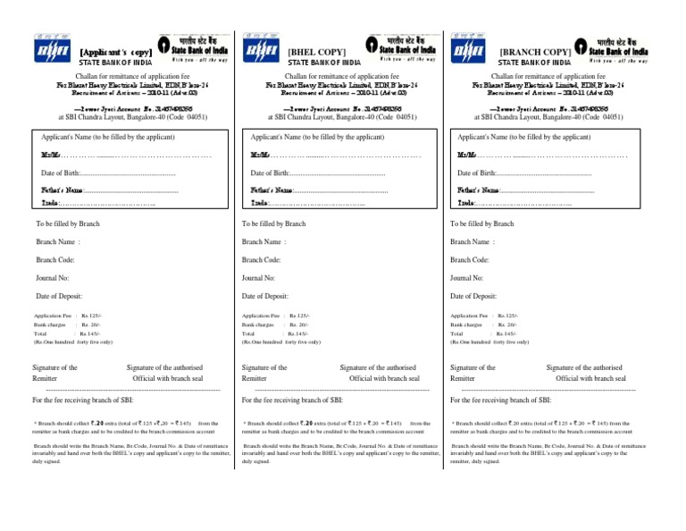 SBI Challan | PDF | Economy Of India | Banking