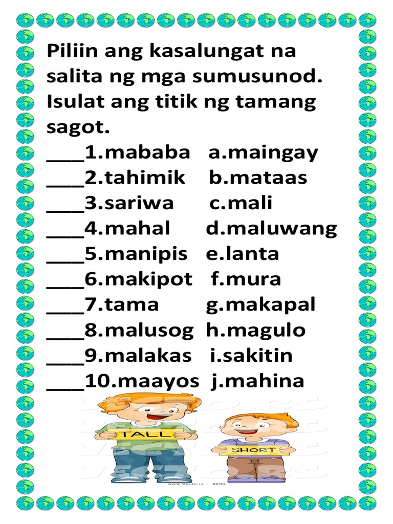 Magkasalungat - Pagsasanay | PDF