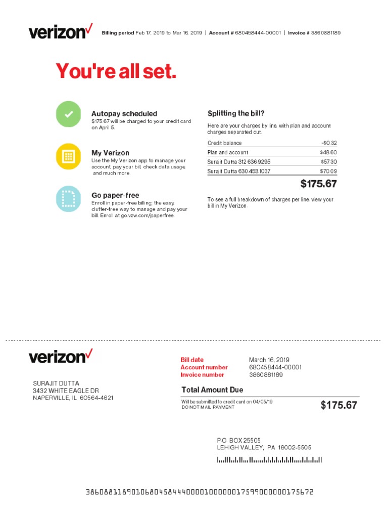 Verizon Bill 03 16 2019 | PDF
