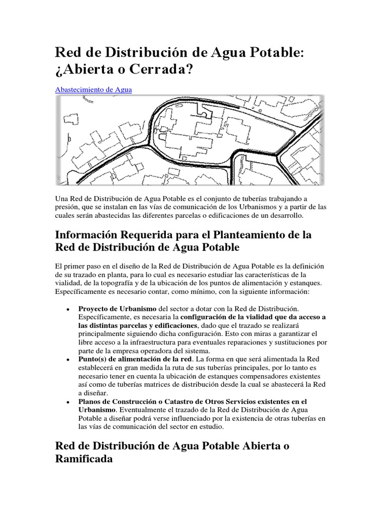 Red de Distribución de Agua Potable | PDF | Agua potable | Agua