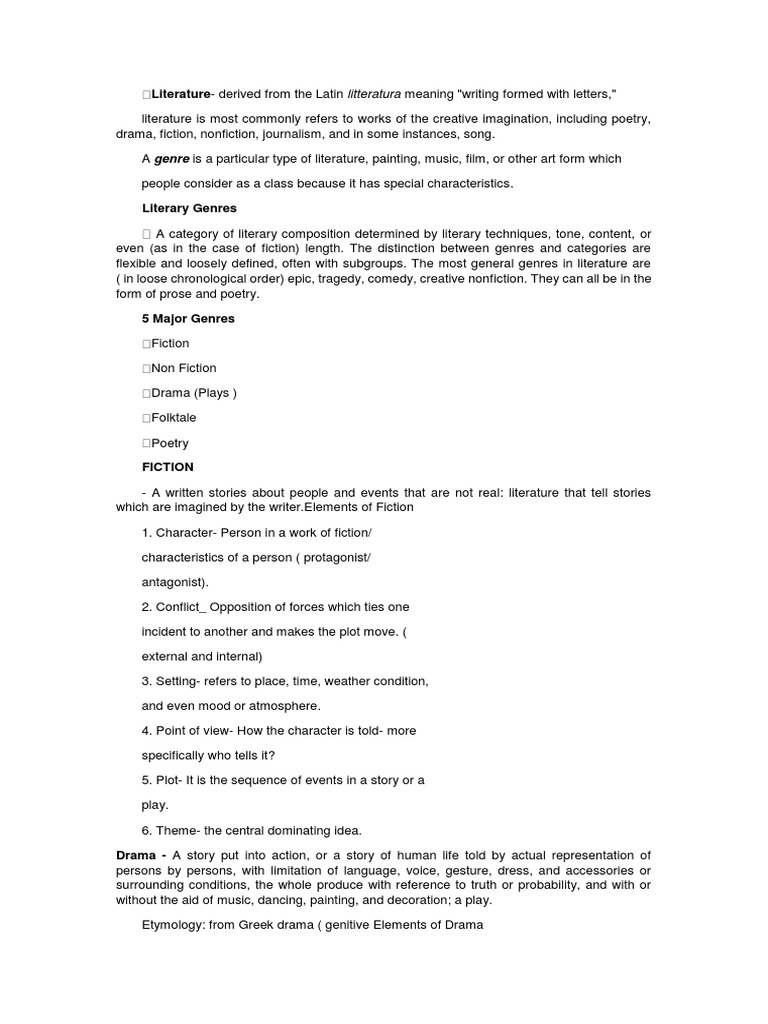 Elements of Fiction FACTSHEETS | PDF | Narration | Genre