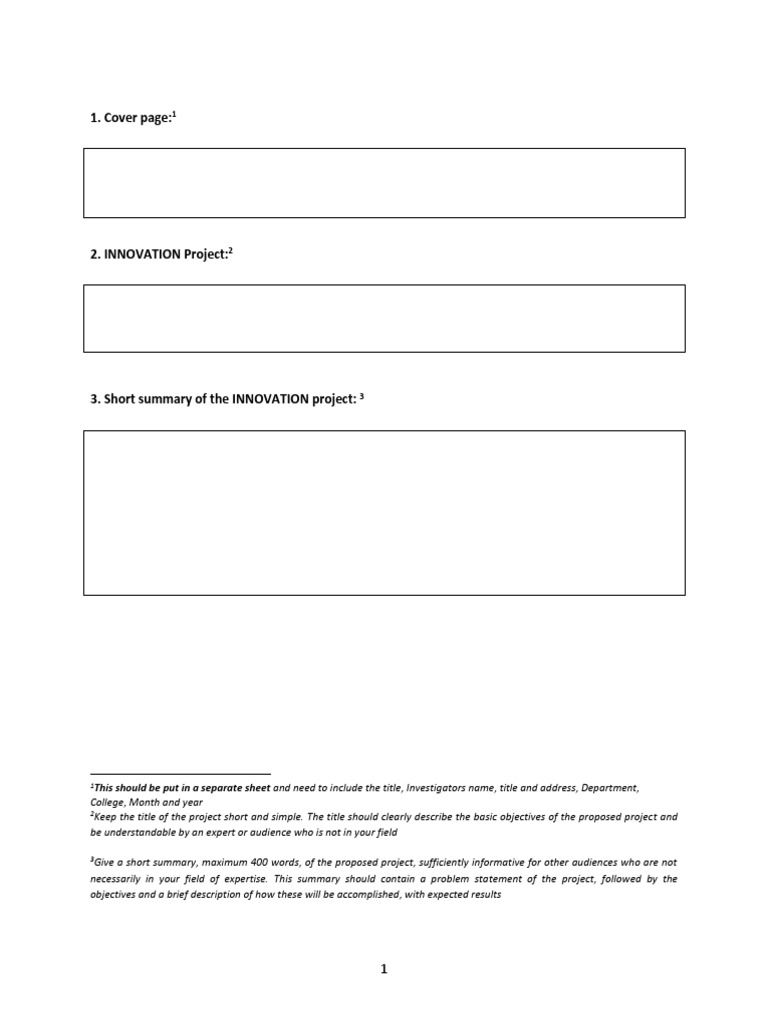 Innovation Project Proposal For PDF | PDF | Experiment | Expert