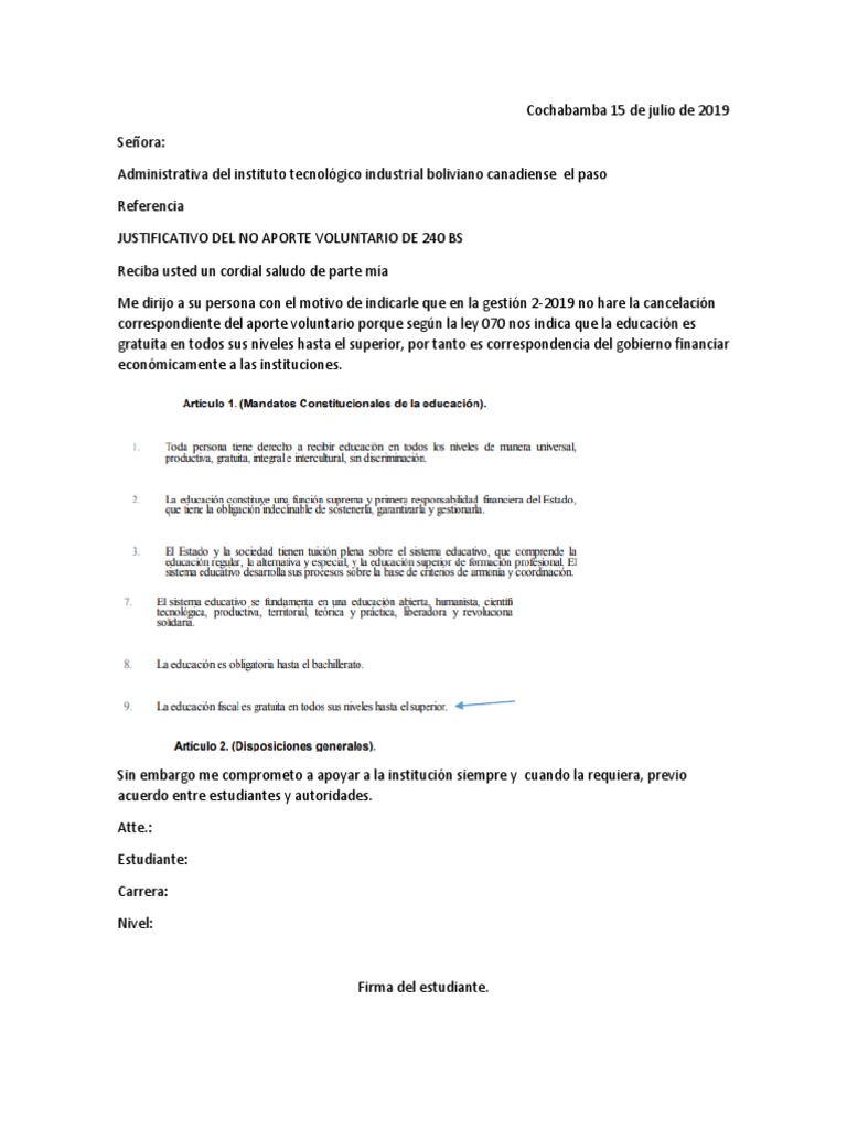 Carta de Anulacion de Matricula | PDF