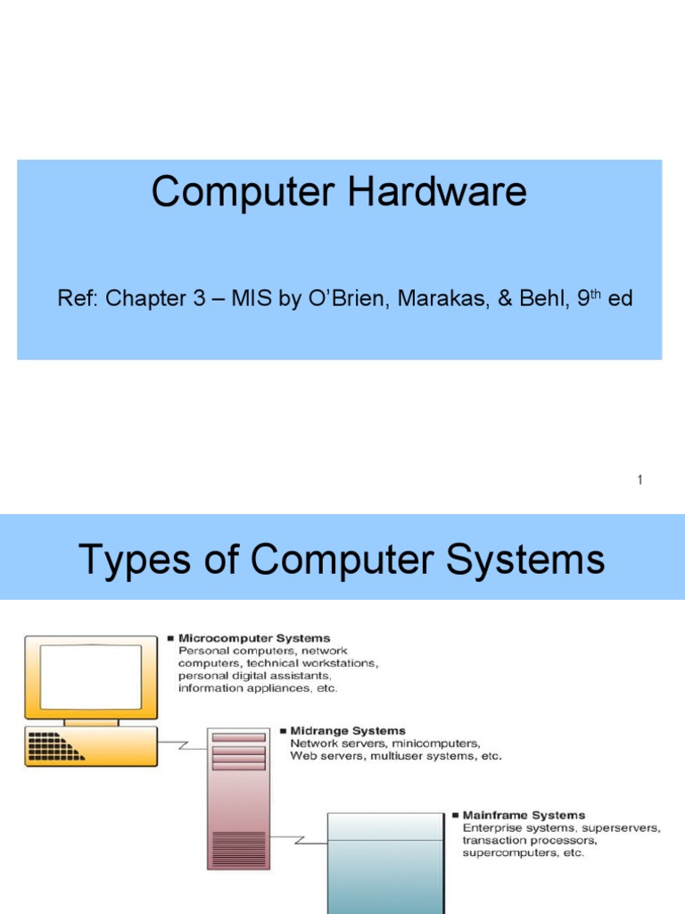 Computer Hardware: Ref: Chapter 3 - MIS by O'Brien, Marakas, & Behl, 9 Ed | PDF | Computer Data ...