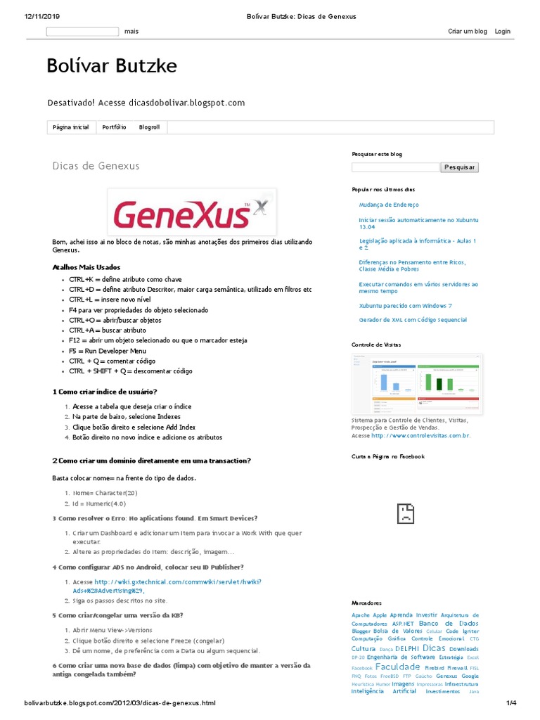 Bolívar Butzke - Dicas de Genexus | PDF | Php | Facebook