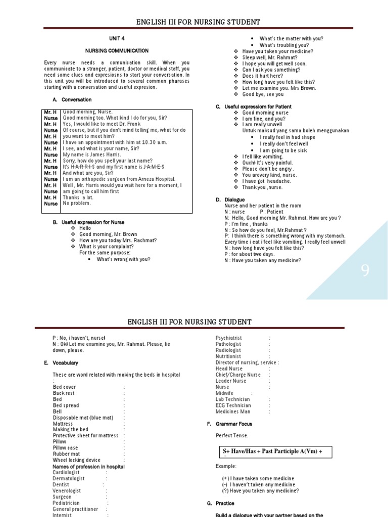 Unit 4 Communication | PDF | Physician | Nursing