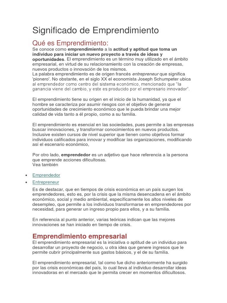 Significado y tipos de emprendimiento | PDF | Empresa social ...