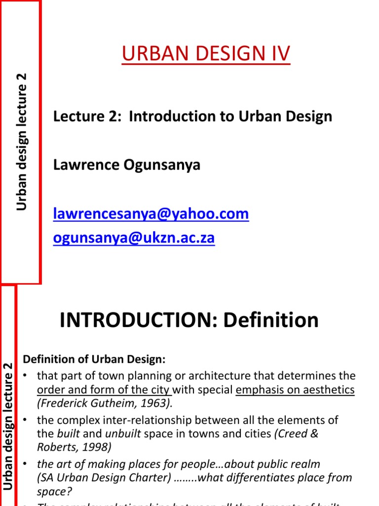 Lecture 2 Introduction To Urban Design PDF | PDF | Urban Design | Urban ...