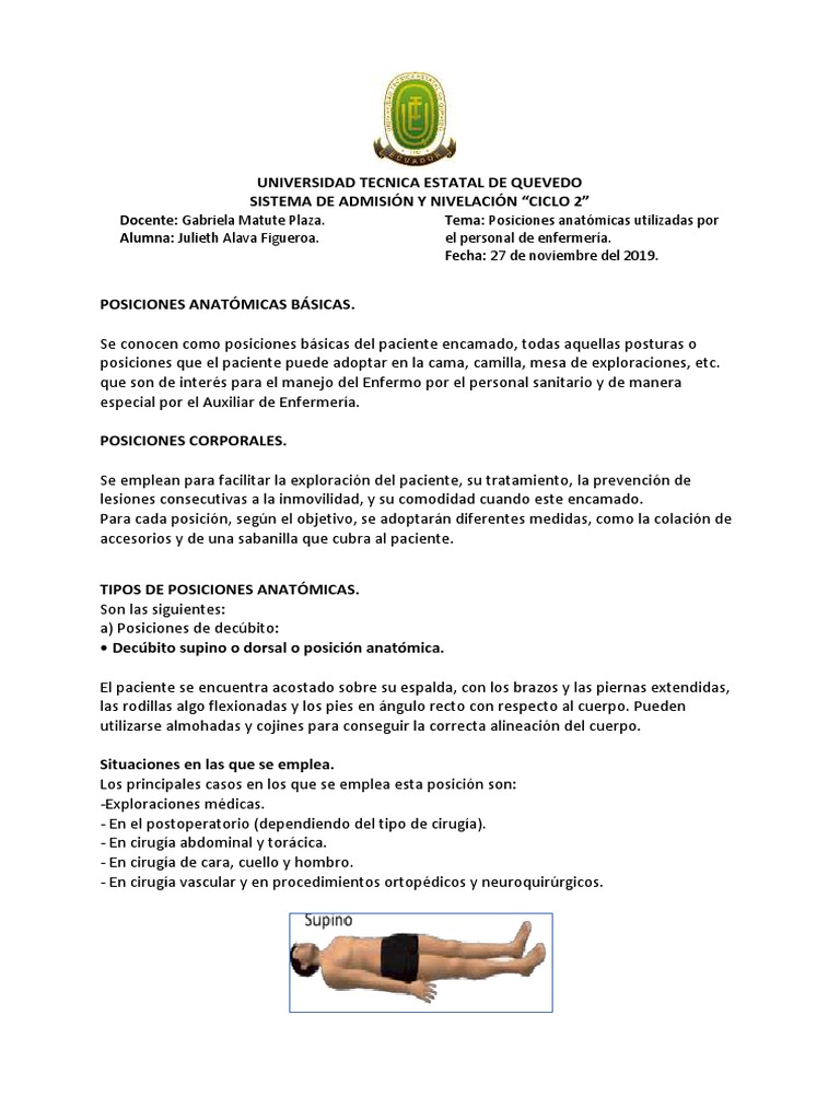 Anatomia Posiciones Anatomicas | PDF | Términos anatómicos de ubicación ...