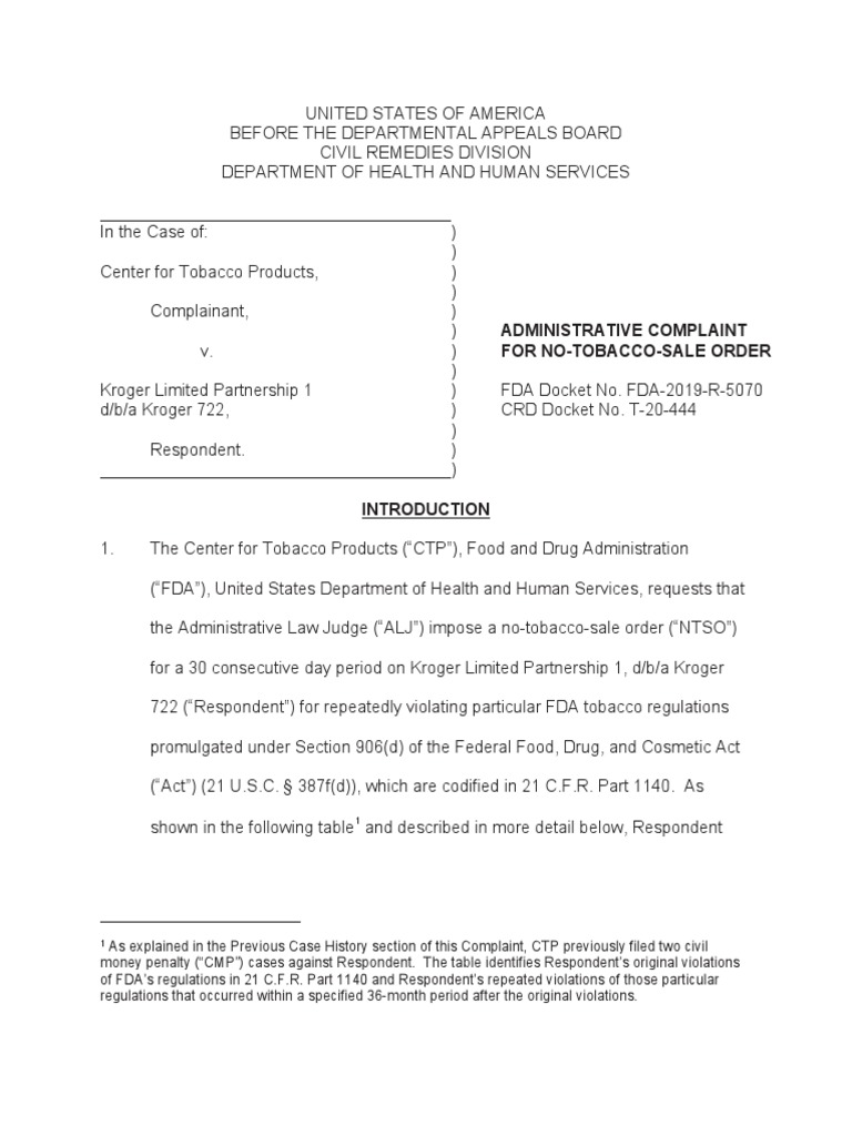 FDA Complaint | PDF | Food And Drug Administration | Administrative Law ...