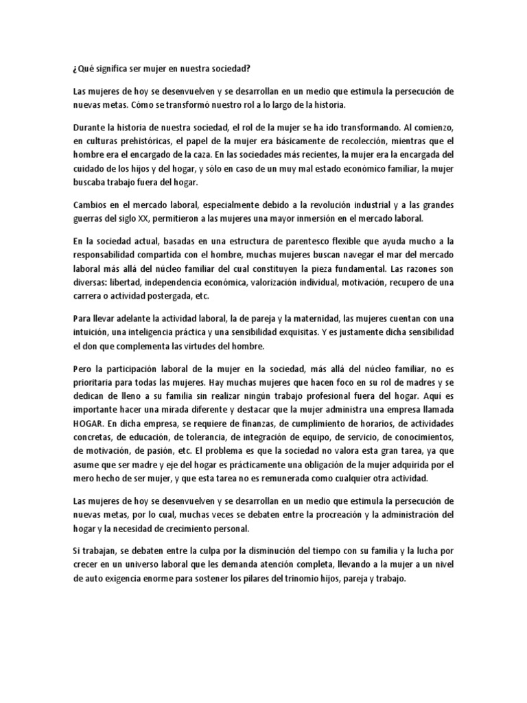 Qué significa ser mujer en nuestra sociedad | PDF | Hombre | Mujer