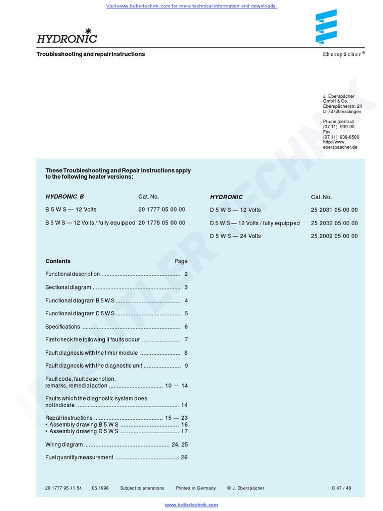Eberspacher Heater D5WS Workshop Manual | PDF | Electrical Connector ...