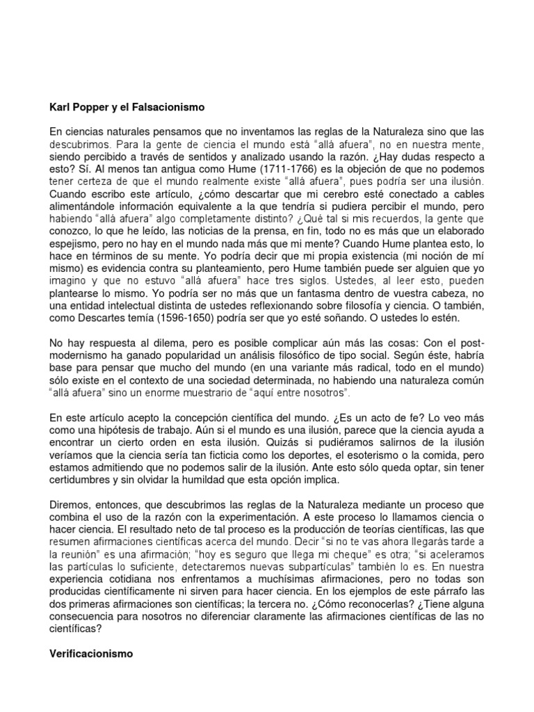Karl Popper y El Falsacionismo | PDF | Paradigma | Karl Popper