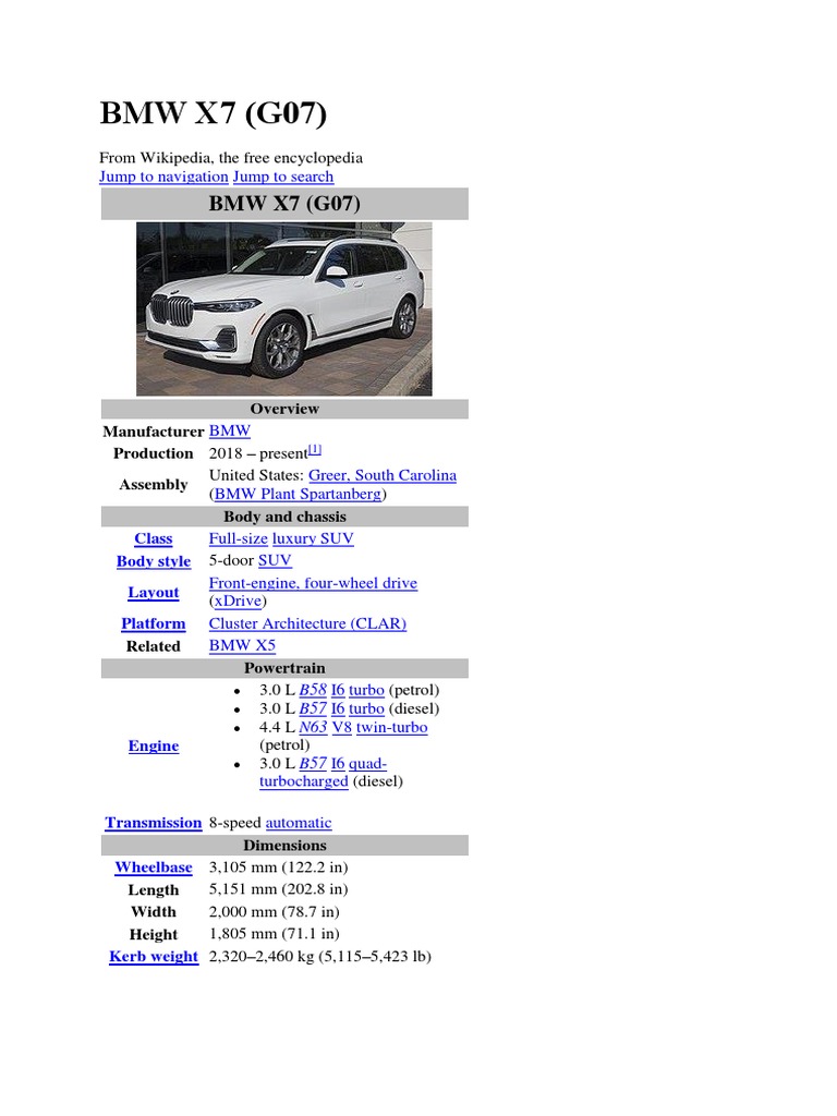 BMW X7 | PDF | Wikipedia | Bmw
