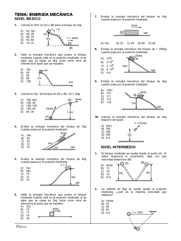 Tema Energia Mecanica | PDF | Masa | Mecanica clasica