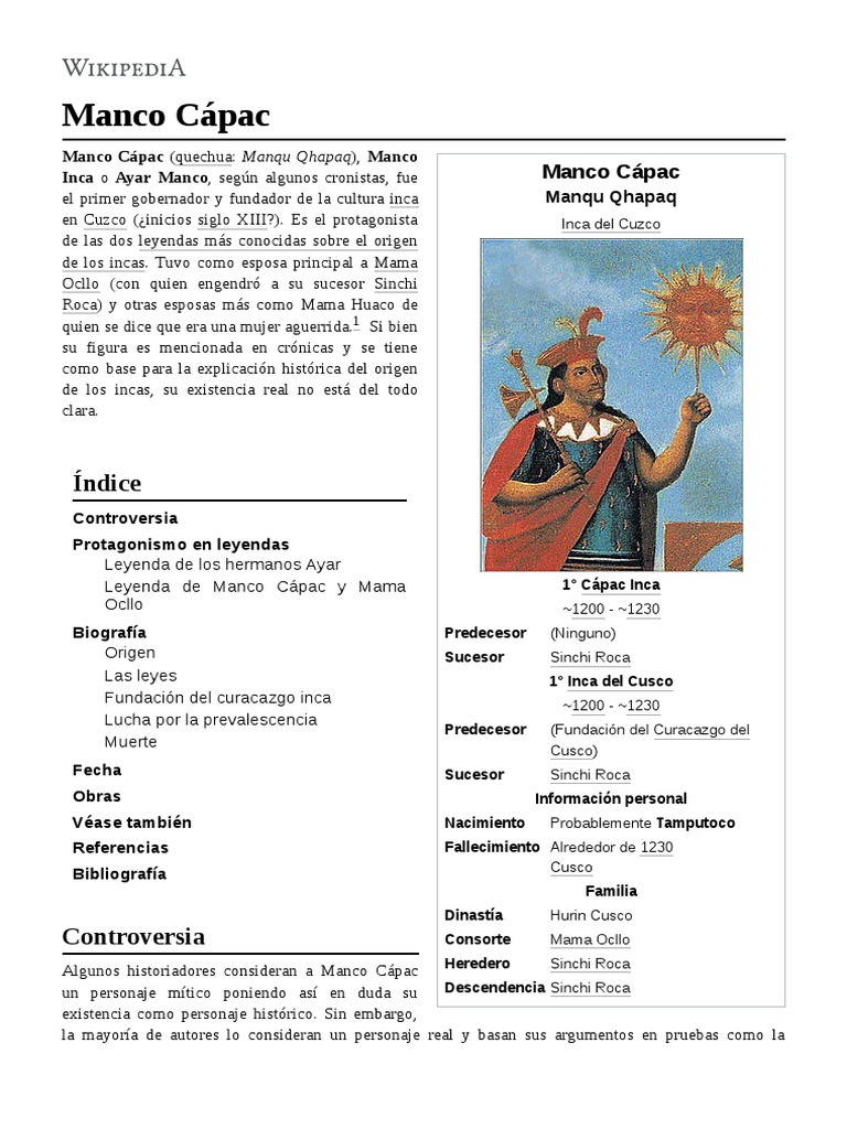 Manco Cápac | PDF | Imperio Inca | Andes