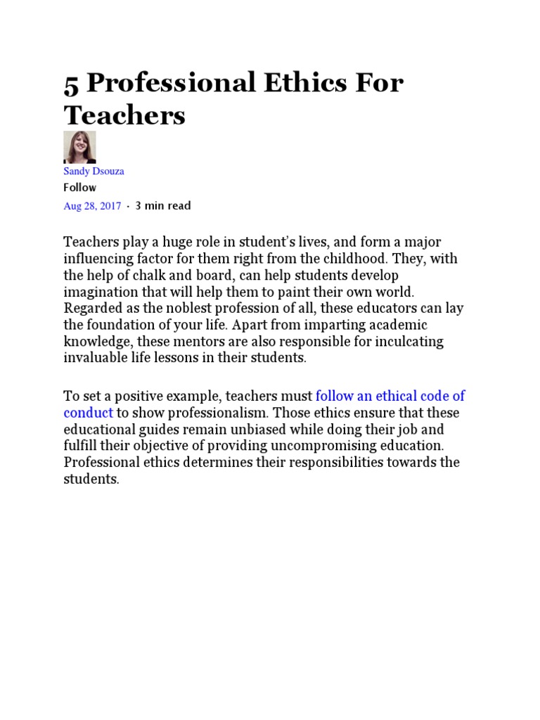 5 Essential Professional Ethics for Teachers | PDF | Professional ...