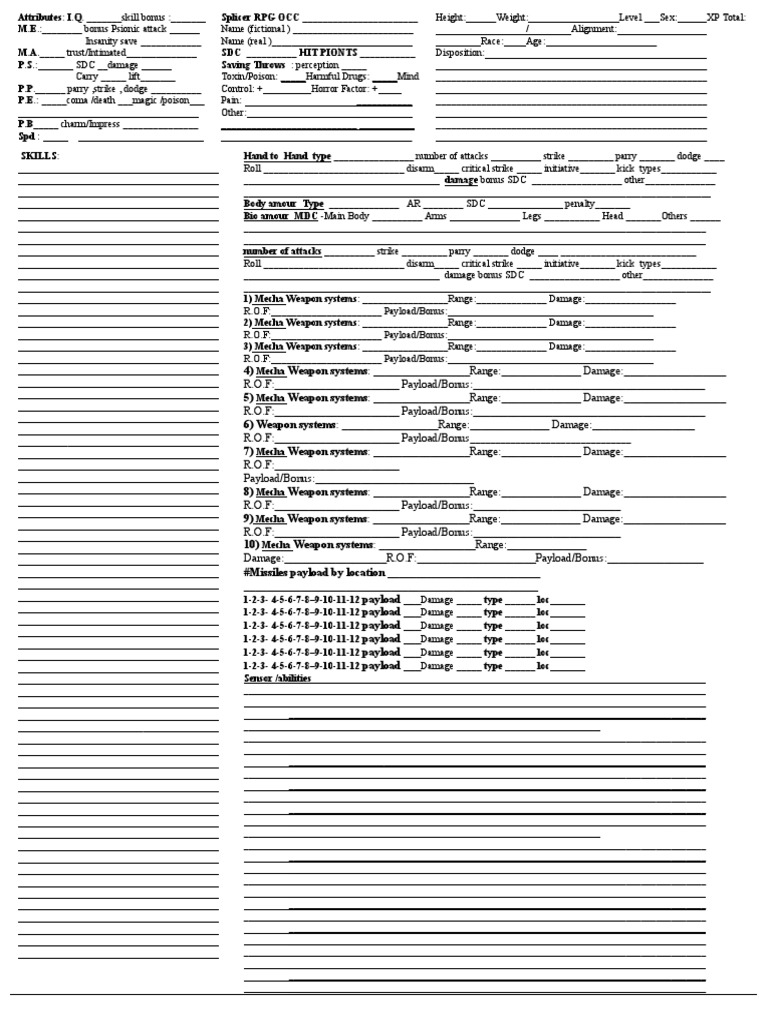 Splicers - Bio Suit Sheet | PDF | Role Playing Games | Gaming