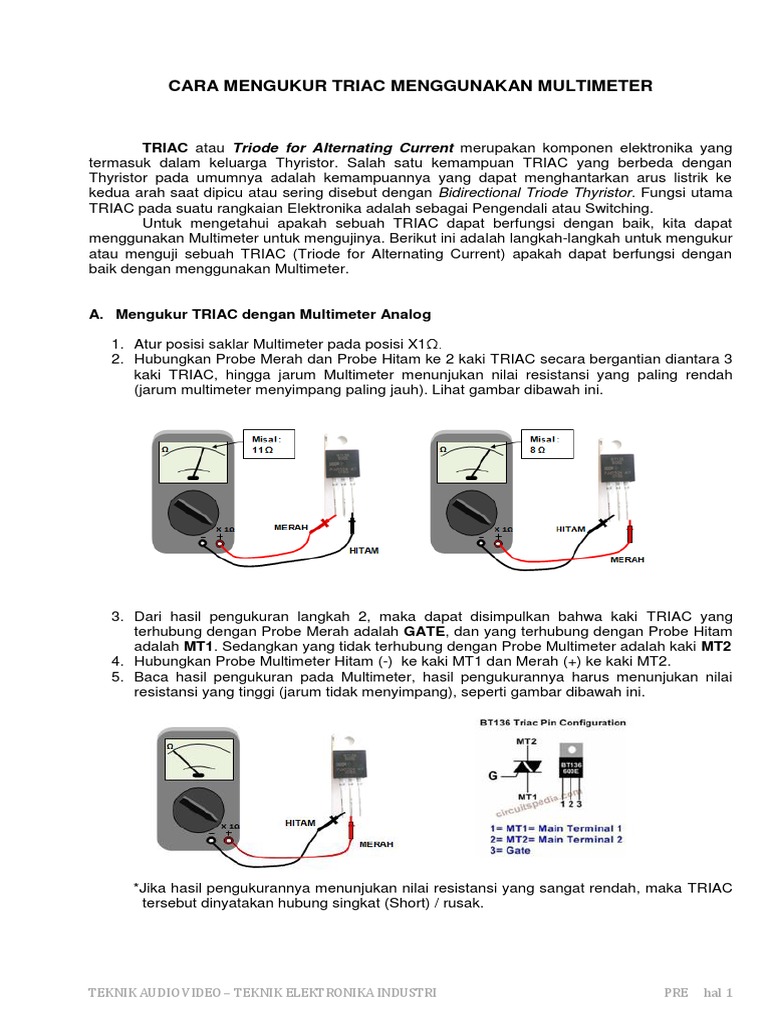 Cara Mengukur TRIAC DG Multimeter - PRE | PDF