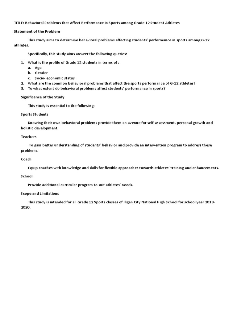 Statement of The Problem | PDF