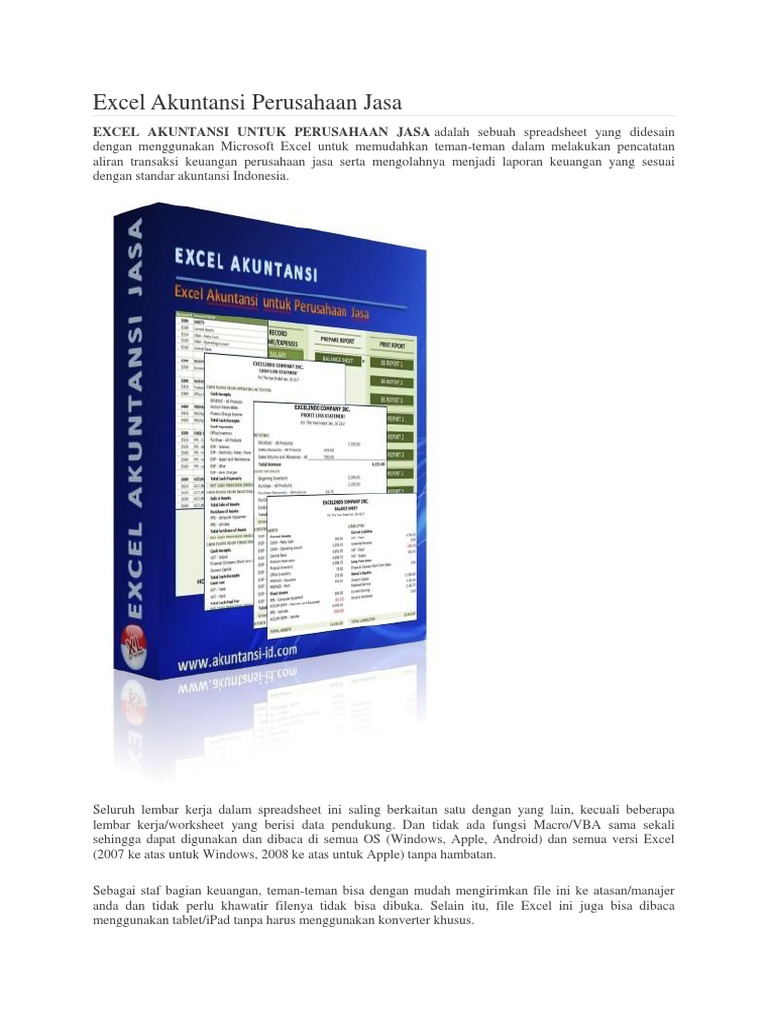 Excel Akuntansi Perusahaan Jasa | PDF | Karier & Perkembangan | Bisnis