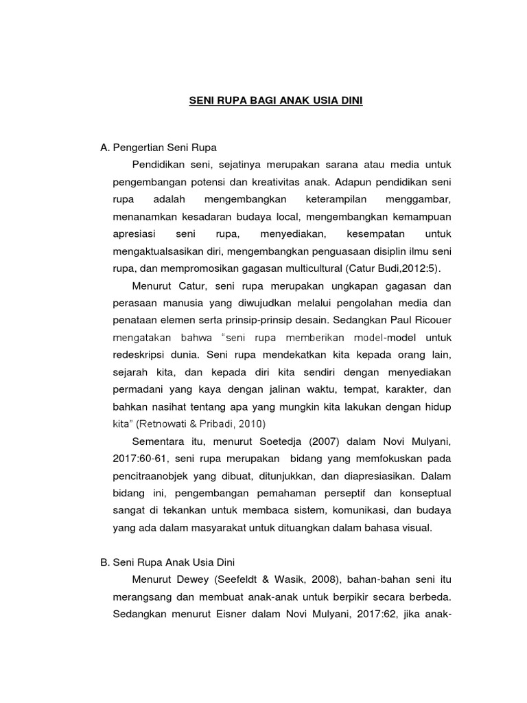 Seni Rupa Bagi Anak Usia Dini | PDF