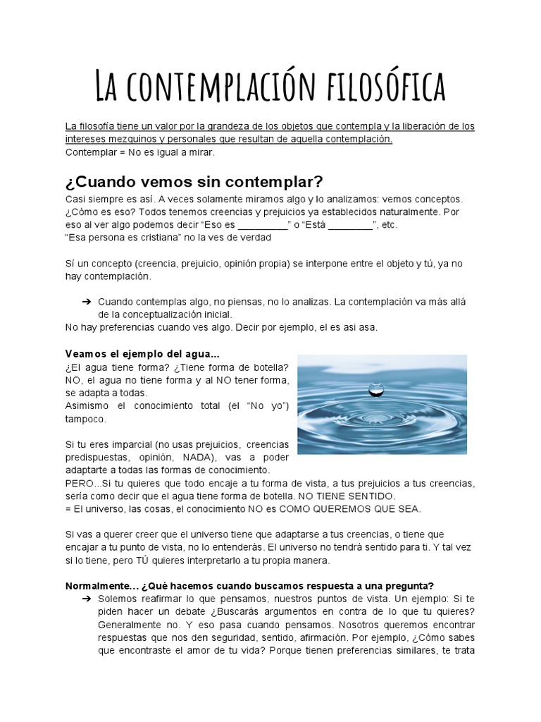 Contemplación Filosófica: Definición y Ejemplos | PDF | Conocimiento | Amor