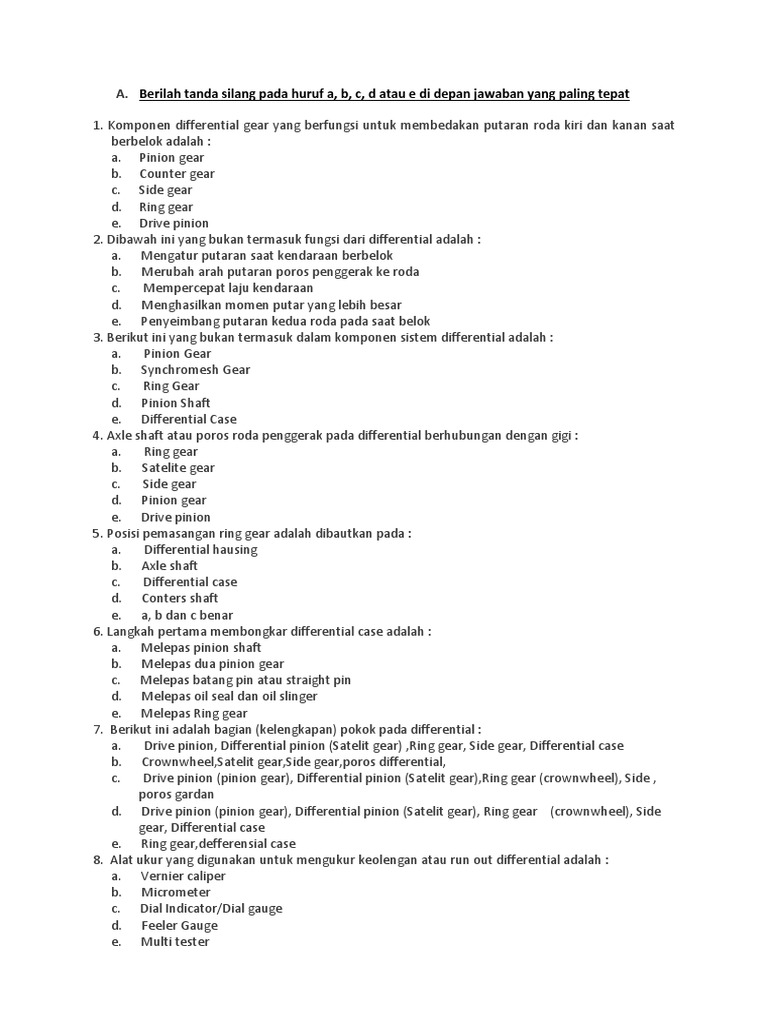 KK-9 (Sistem Gardan Differential) | PDF