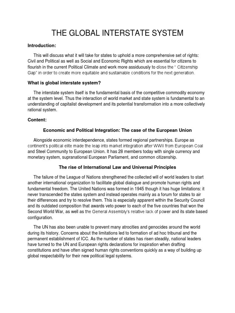 The Global Interstate System 1 | PDF | Activism | Nation State