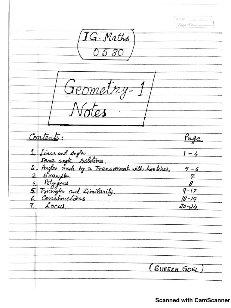 Ig 0580 Geometry 1 Notes | PDF