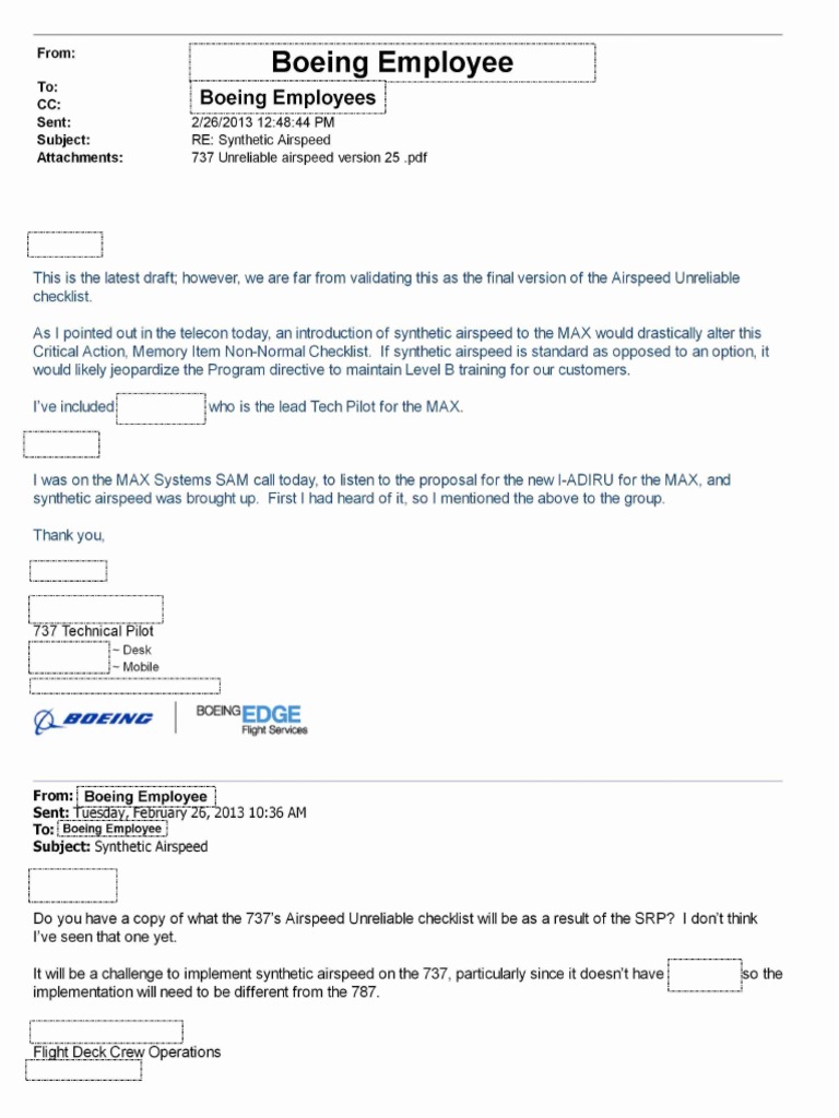 Boeing Employee Emails Re: Boeing 737 Max Simulator 1 of 3 | PDF